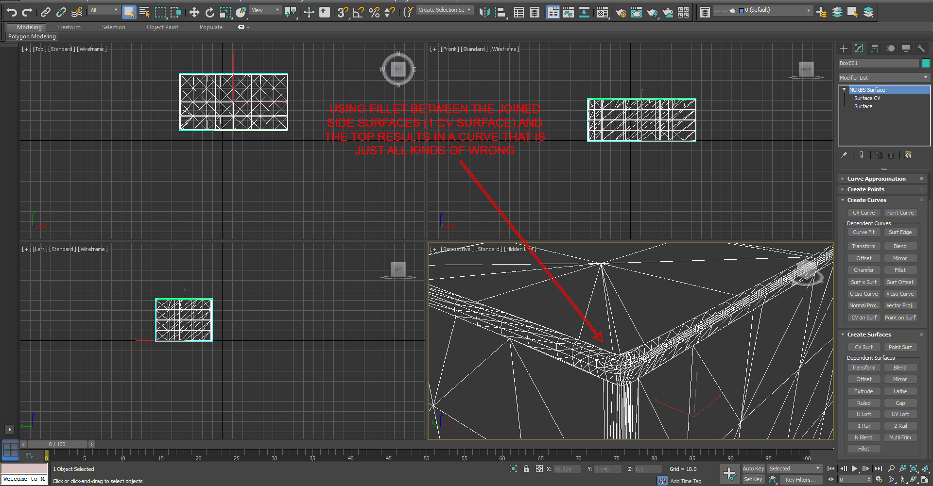 How can I fillet 3 faces (ie a vertex of a cube) in Nurbs at the same ...
