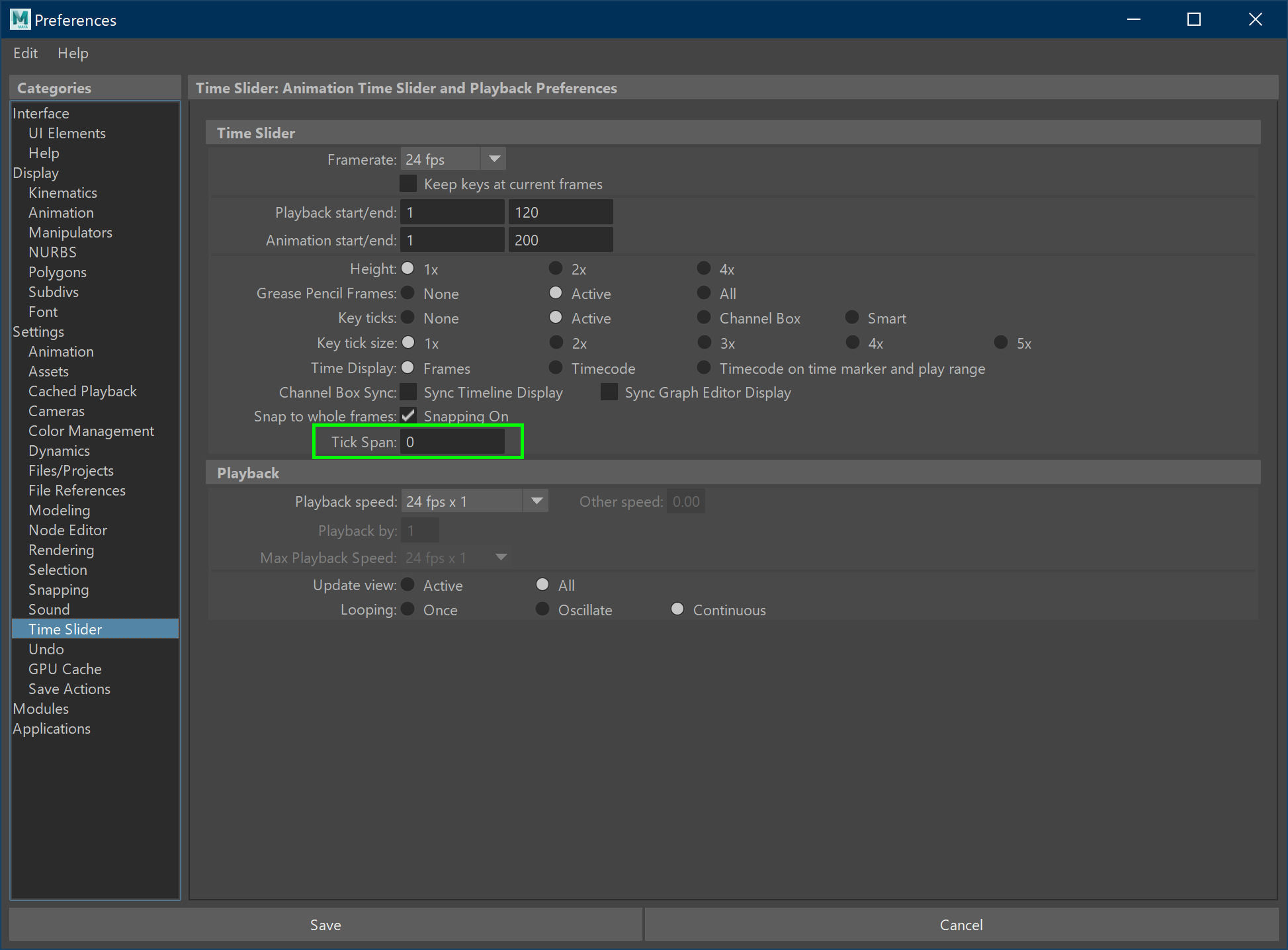 How to change the tick span of the time slider without having to do it ...
