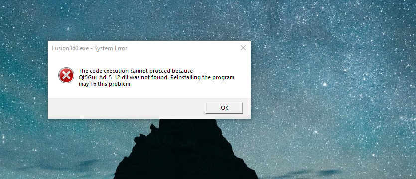 Solved: Fusion360.exe_System Error - Autodesk Community