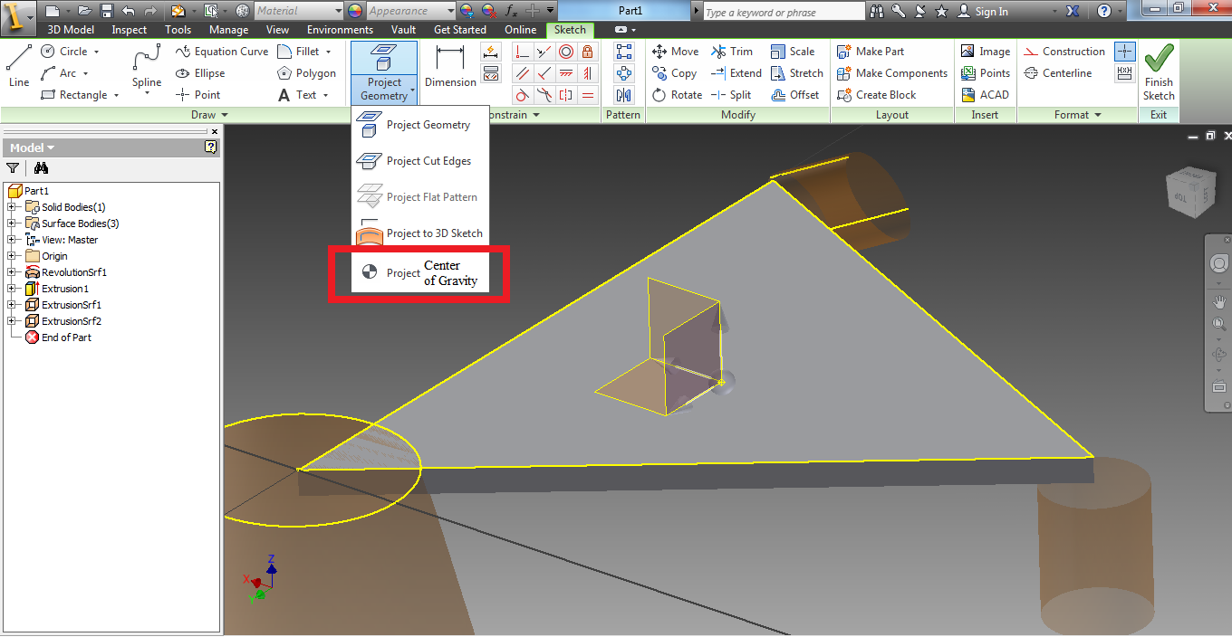 Project center of gravity to sketch point - Autodesk Community