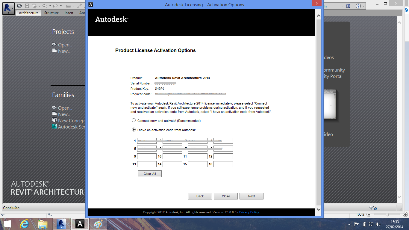 Problems with the activation of Revit Architecture 2014 - Autodesk ...