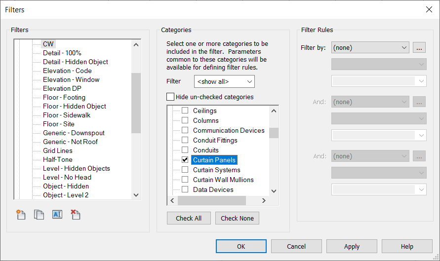 Curtain Wall Filter - Autodesk Community