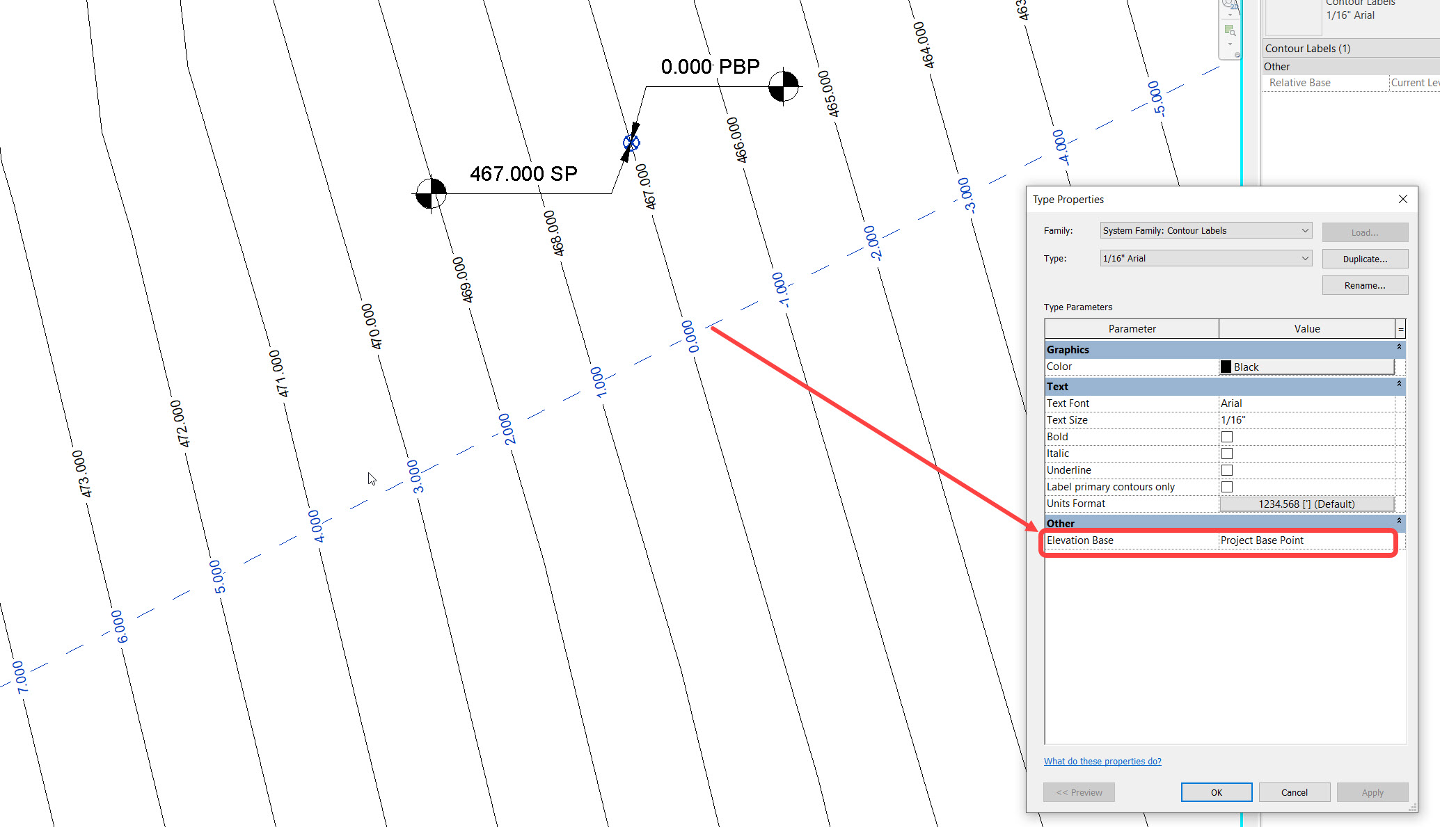 Solved: Contour Label not showing correct value of Project base point - Autodesk Community