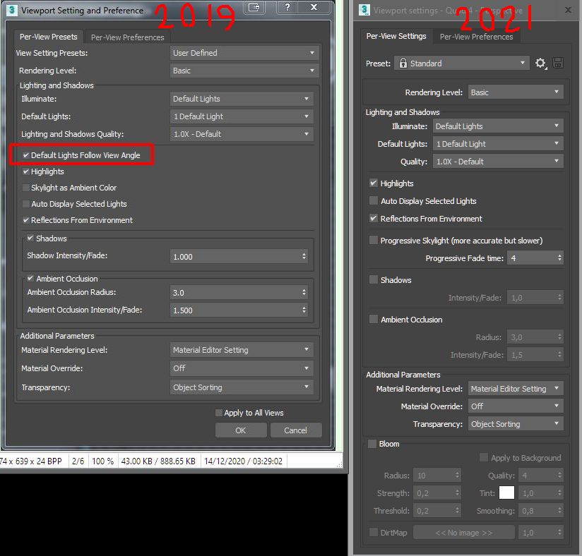 "Default Lights Follow View Angle" removed from Max 2021? - Autodesk Community