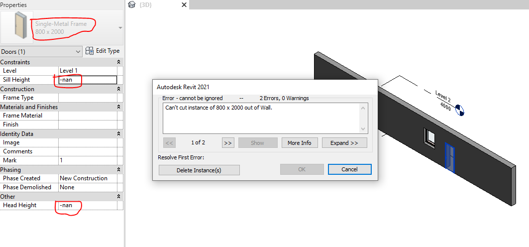 Windows Sill Height and Head Height show"-nan" - Autodesk Community