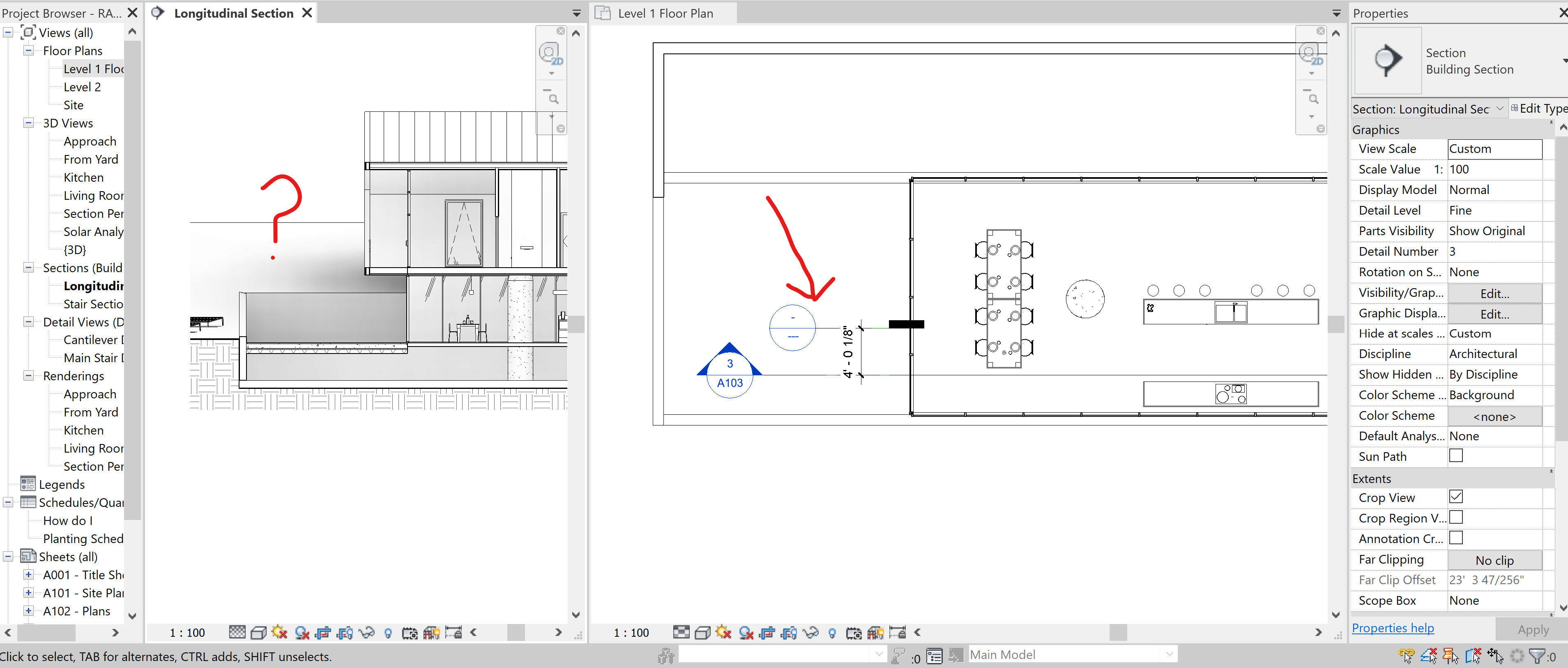 Section View Not Showing Detail Views Which Are 4 Feet Away Autodesk Community 
