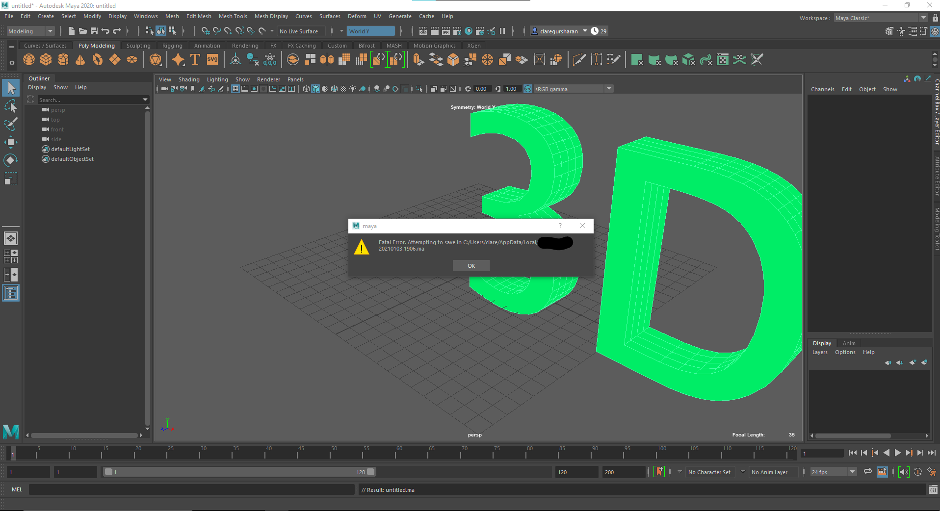 Solved: Fatal error attempting to save in C:/Users/... in Maya 2018 ...