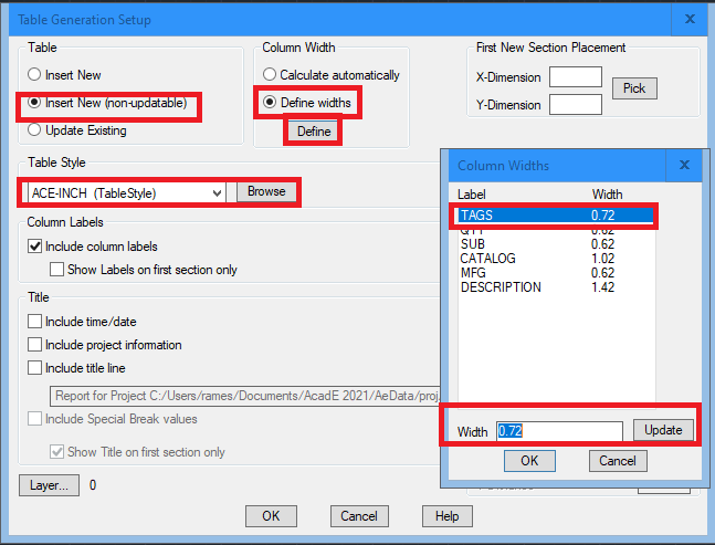 Solved: Table Generation Setup Dialog Box - Column Width - Autodesk ...
