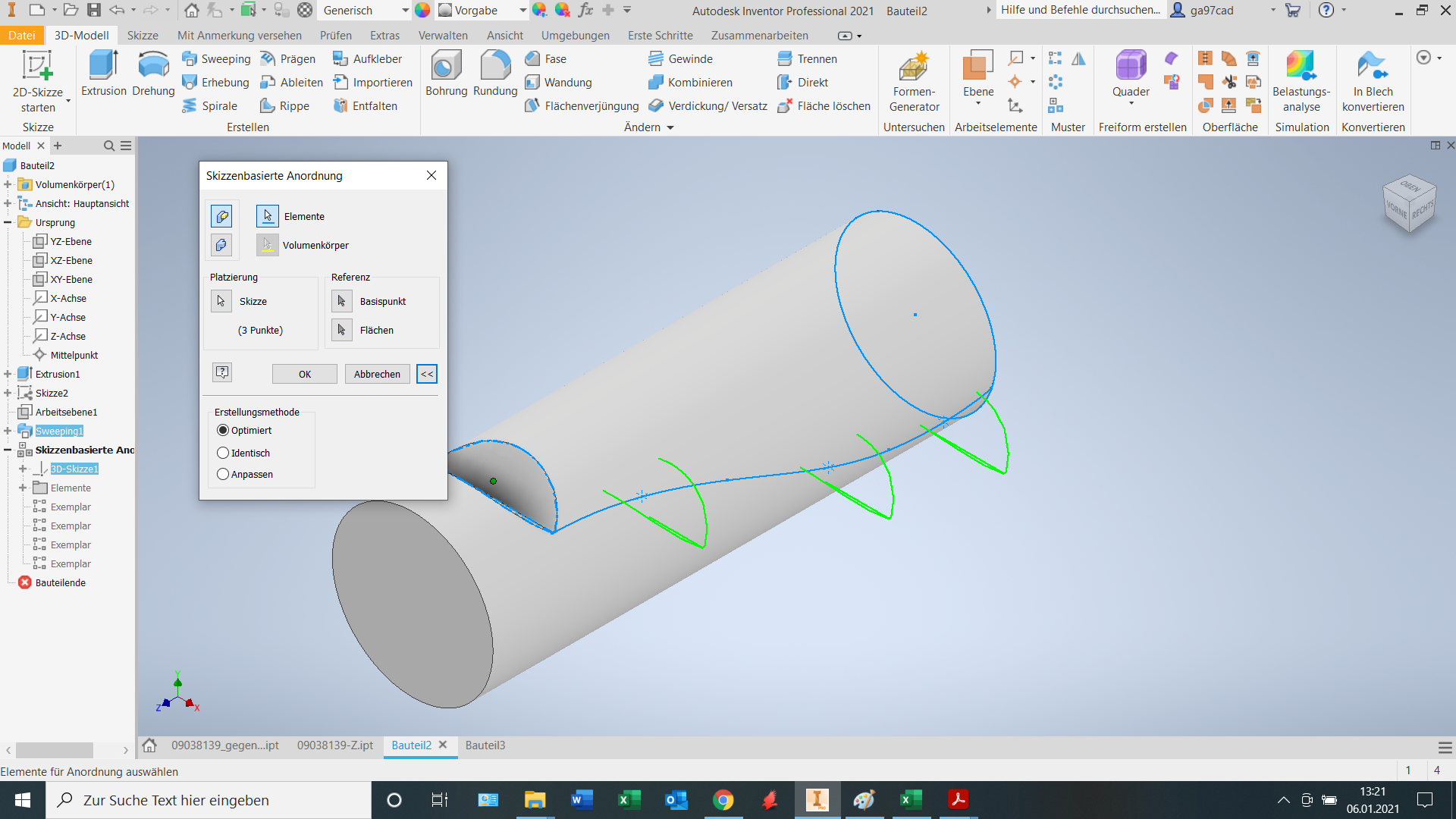 Solved: Sketch based sweep pattern on a roll - Autodesk Community