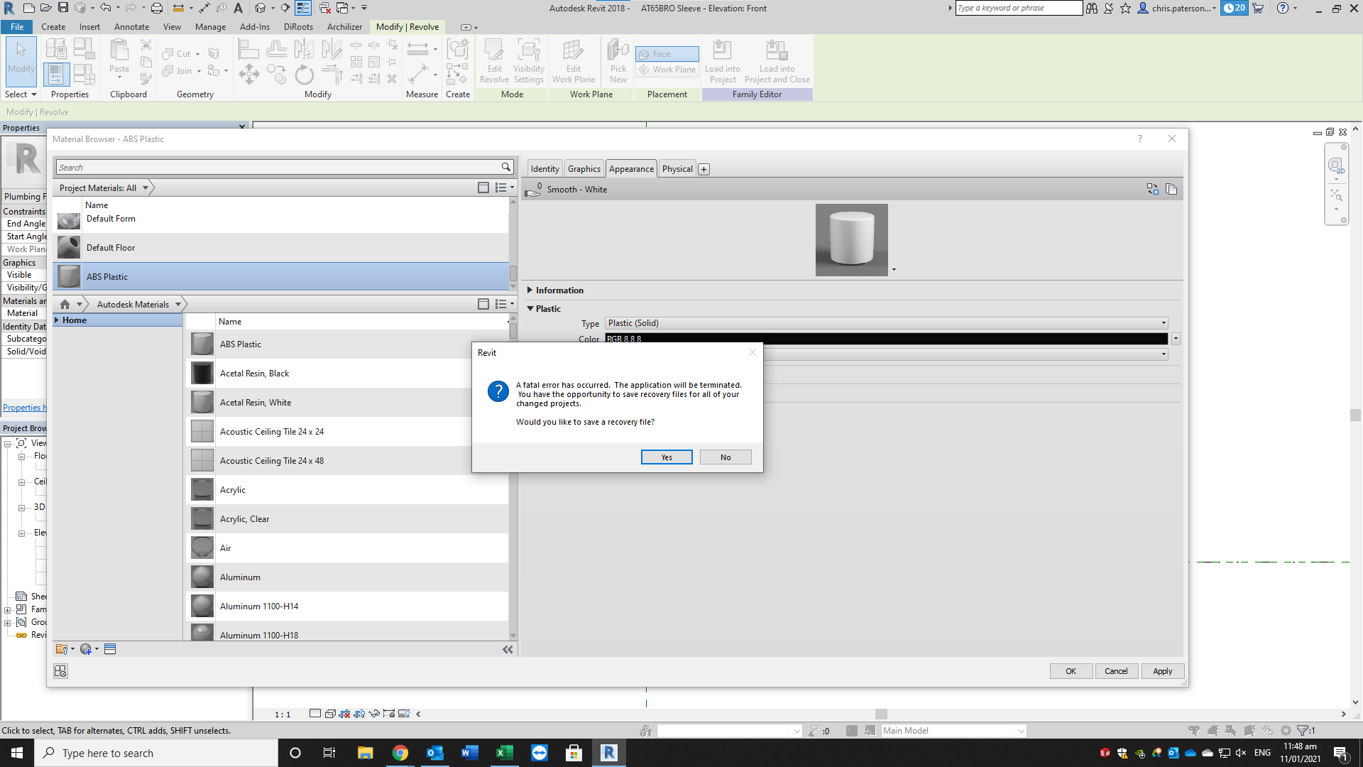 Solved: Revit Crashing when changing material - Autodesk Community