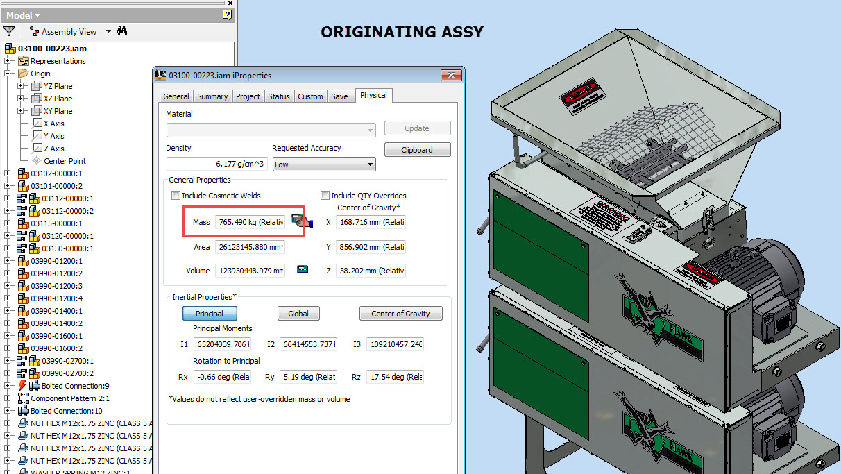 DERIVED PART MASS NOT CORRECT - Autodesk Community