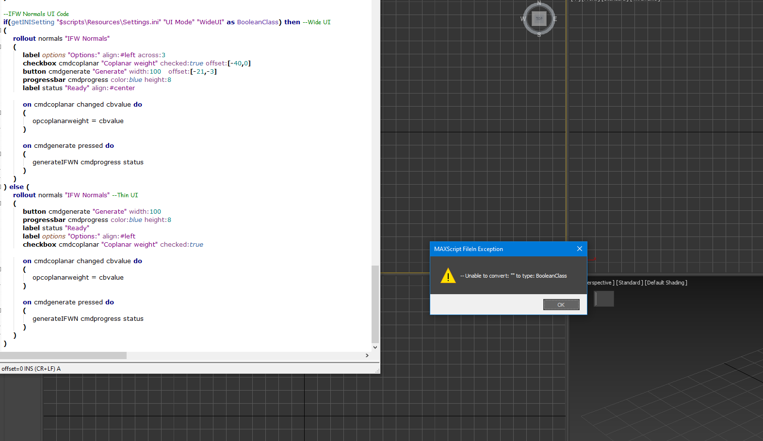 error: unable to convert:""to type:BooleanClass - Autodesk Community