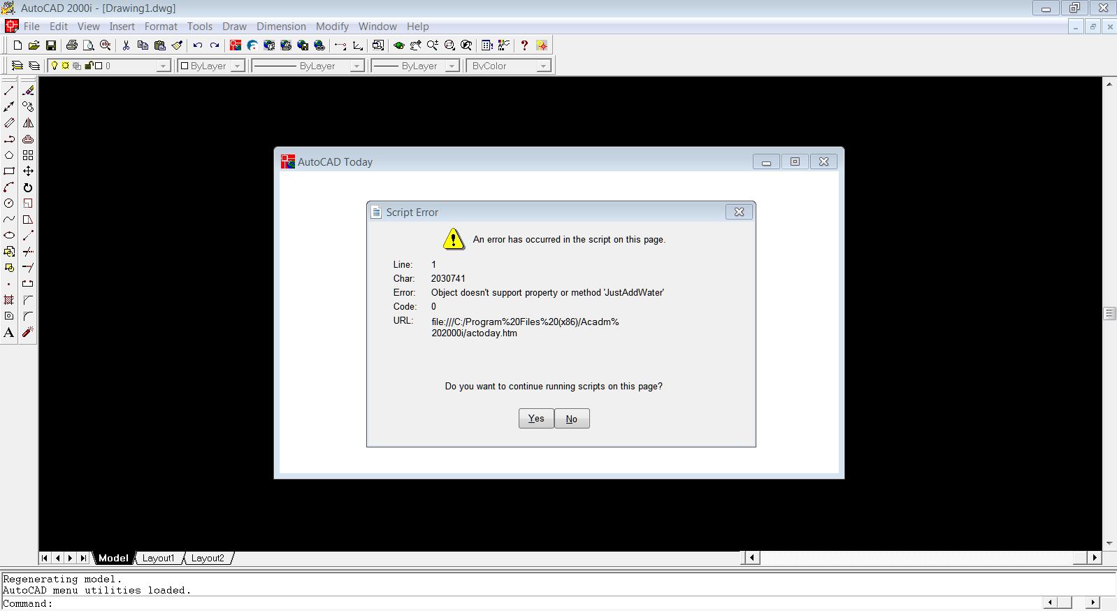 Strange error message 'JustAddWater' - Autodesk Community