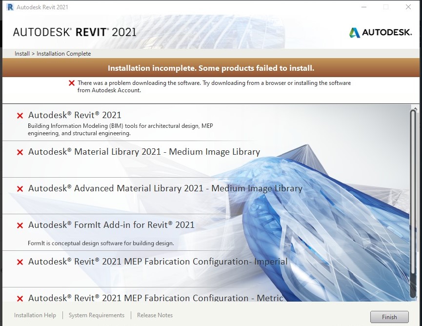 I can't install Revit 2021. Installation Incomplete. - Autodesk Community