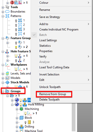 How to delete remove some toolpaths from group in power mill 2019 - Autodesk Community