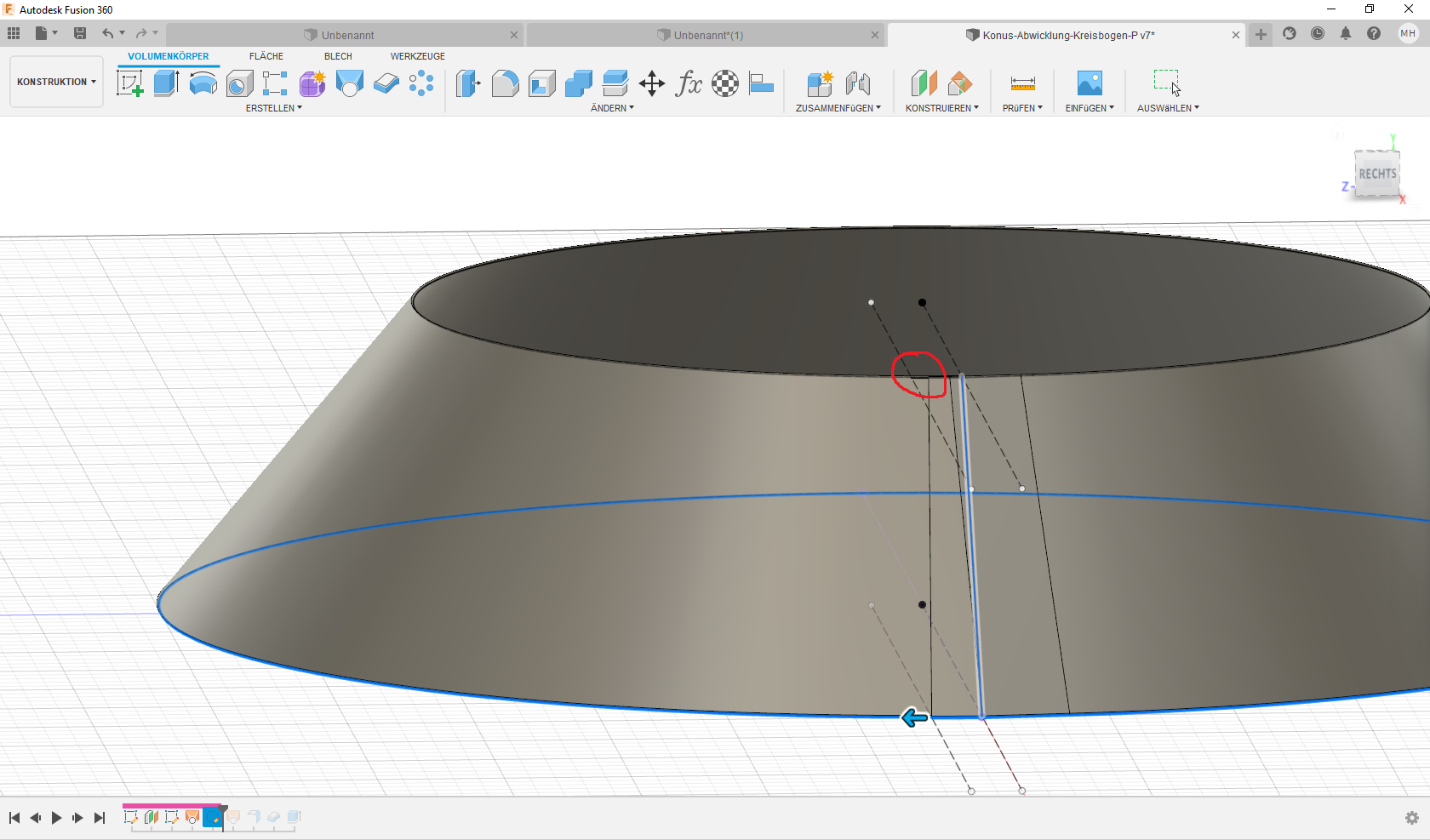 Konus mit Überlappung konstruieren / Abwicklung erstellen - Autodesk ...