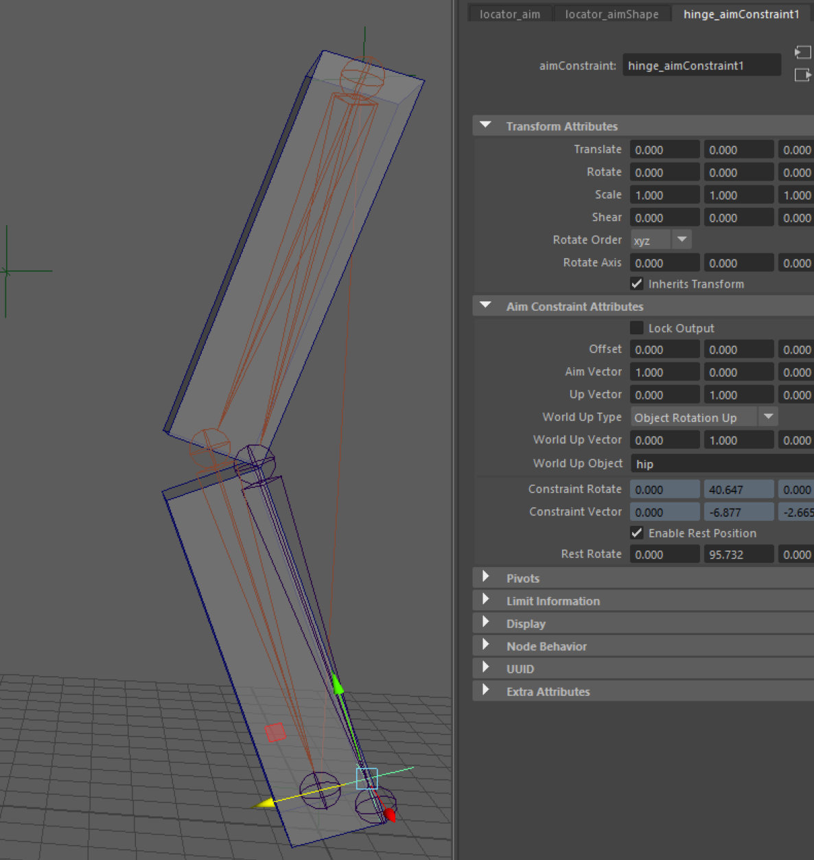 A simple 3 joint robotic leg IK-chain with offset knee rotation issue ...