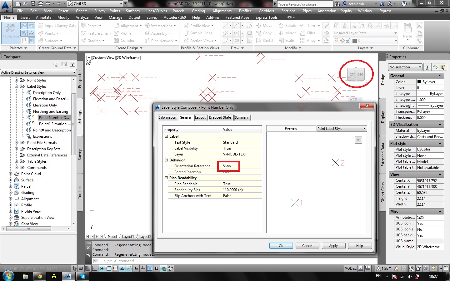 Civil 3D 2014 - point label orientation view - Autodesk Community