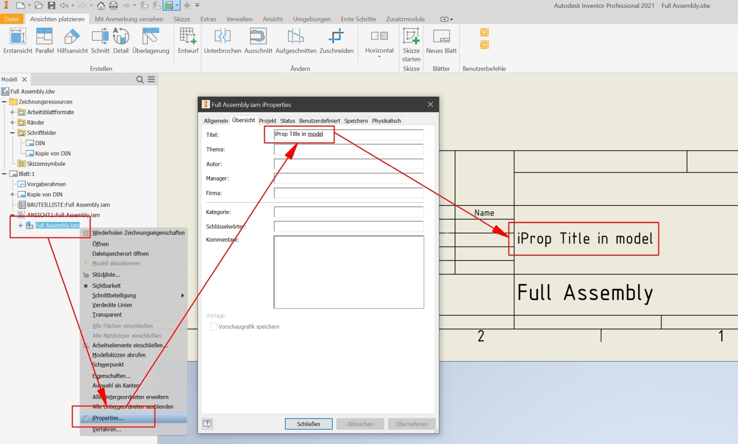 Updating iproperties of Part / Assembly from Drawing itself - Autodesk Community