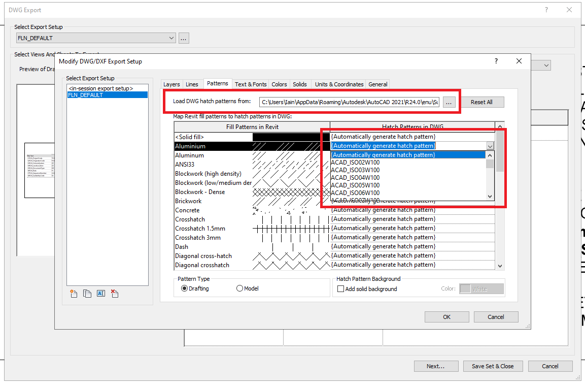 Revit – Exporting from Revit to AutoCAD - Hatch Patterns in the Export Setup - Autodesk Community