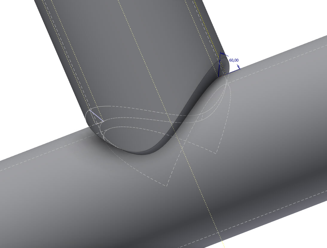 T-Pipe, Weld Groove, Create Groove in part as a chamfer or a sweep with ...