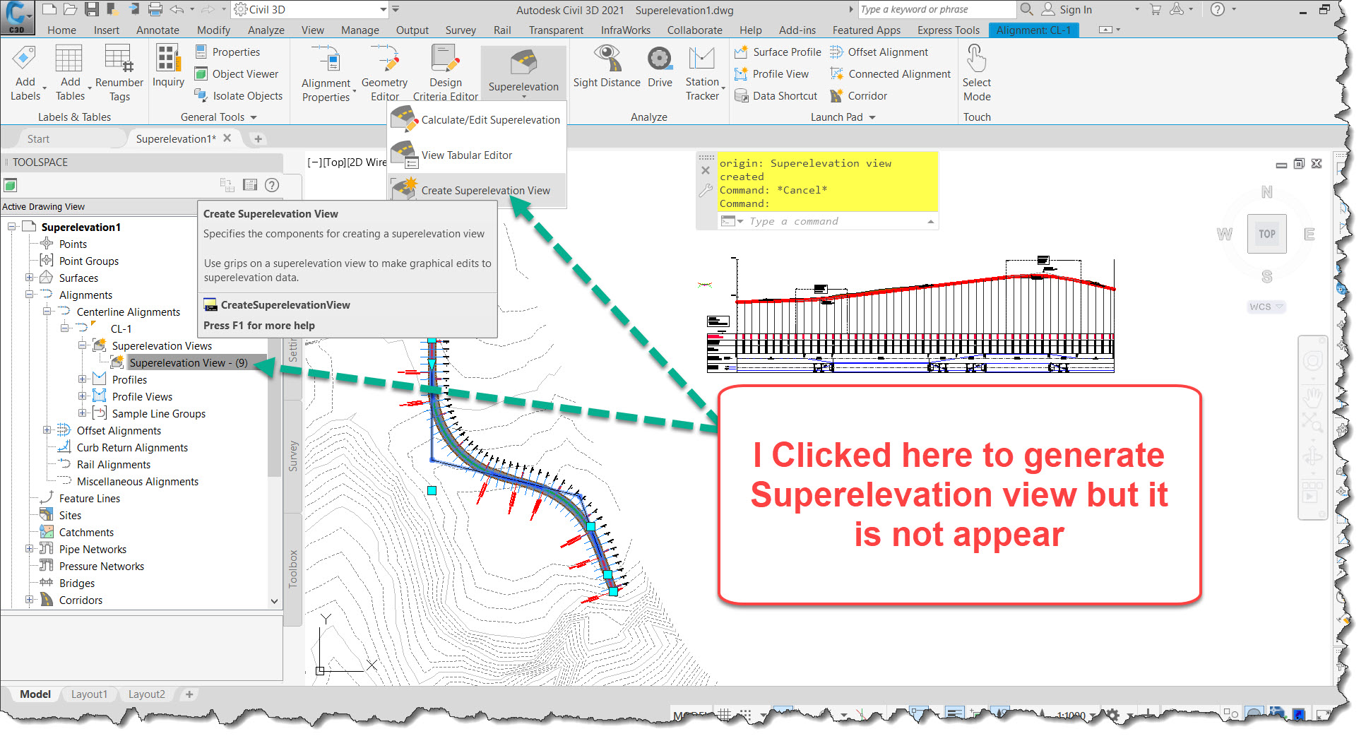 Solved: Superelevation view is not appear to modify - Autodesk Community