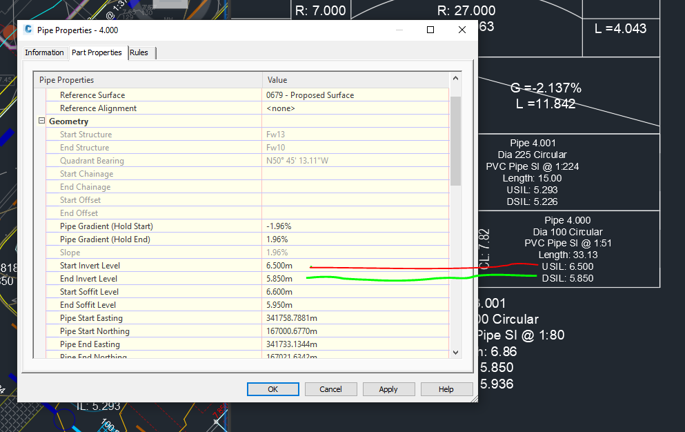 Solved: Drainage Labels on Highways Longsection taking values from left ...