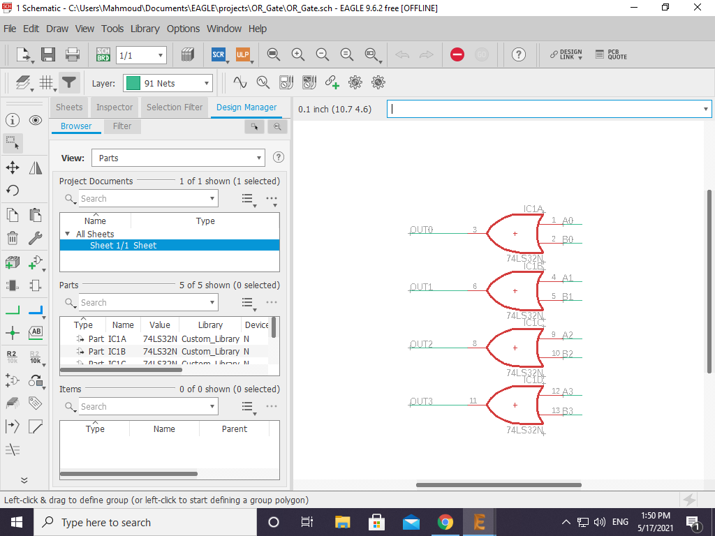 Unable to port pins in circuit schematic to module for hierarchical ...
