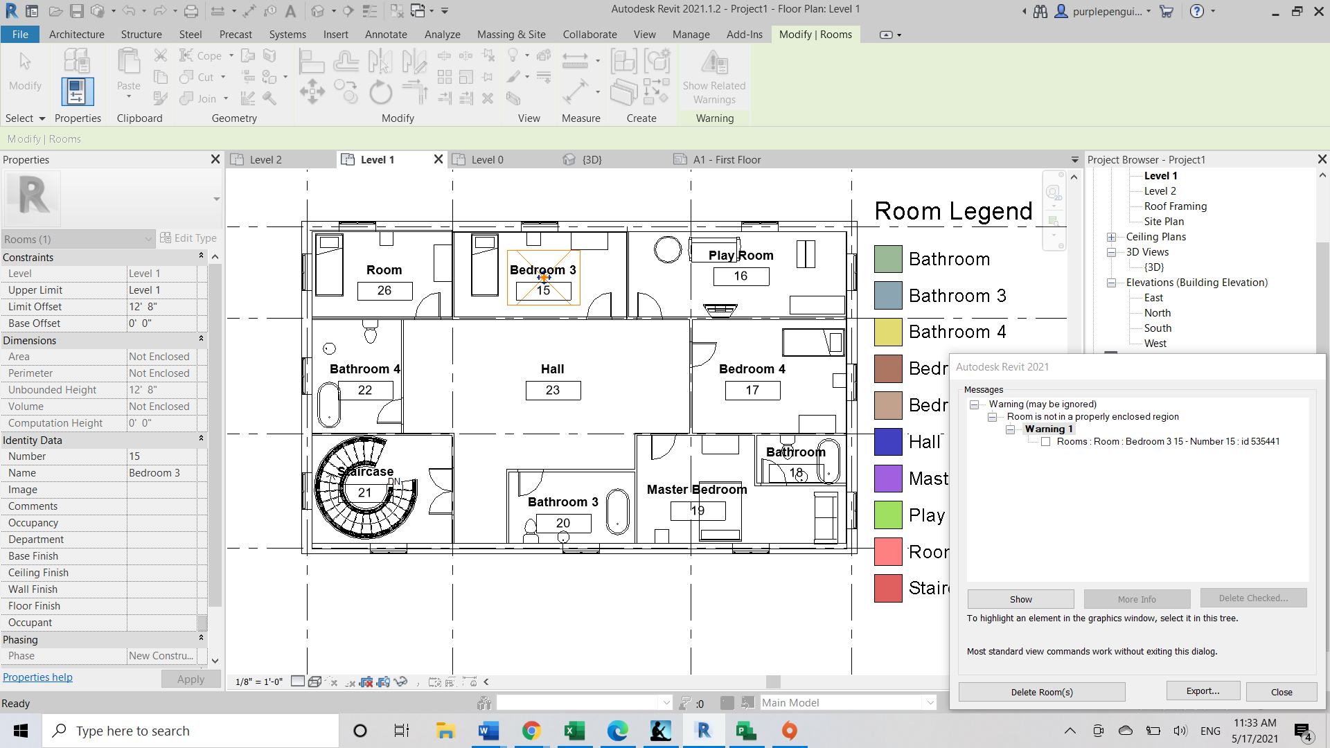Solved: Will not color fill rooms on second floor, says rooms are ...