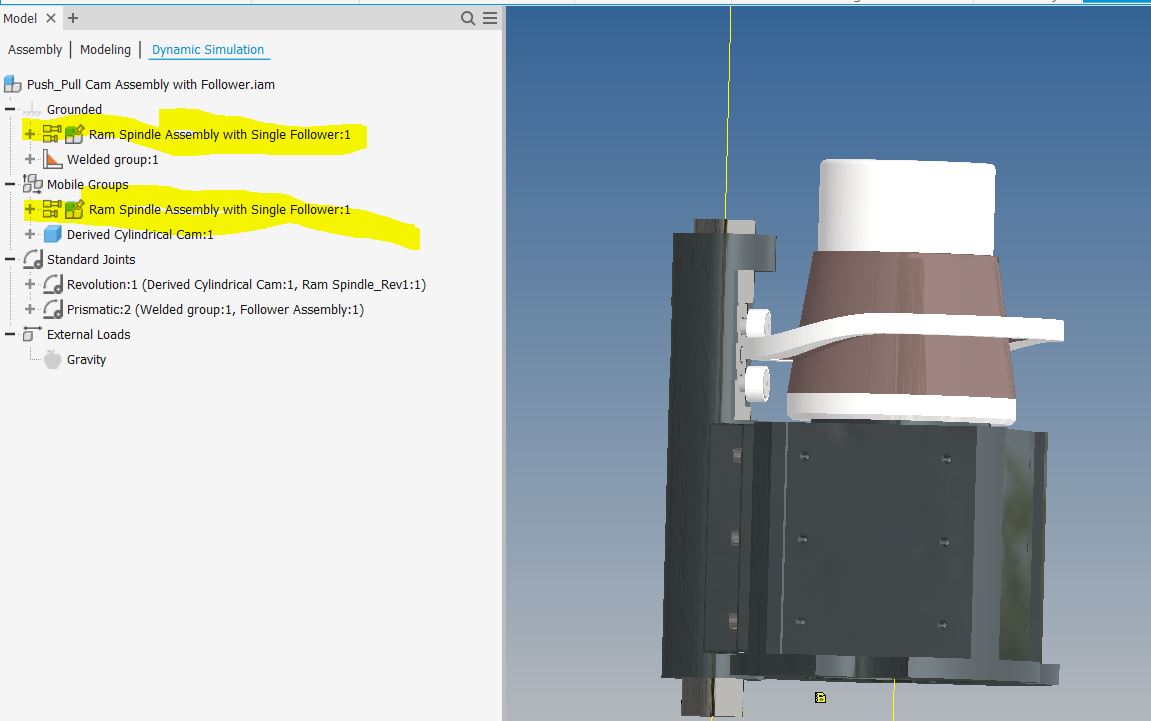 Solved: Dynamic Simulation of Cylindrical Push/Pull Cam. -- tutorial by ...