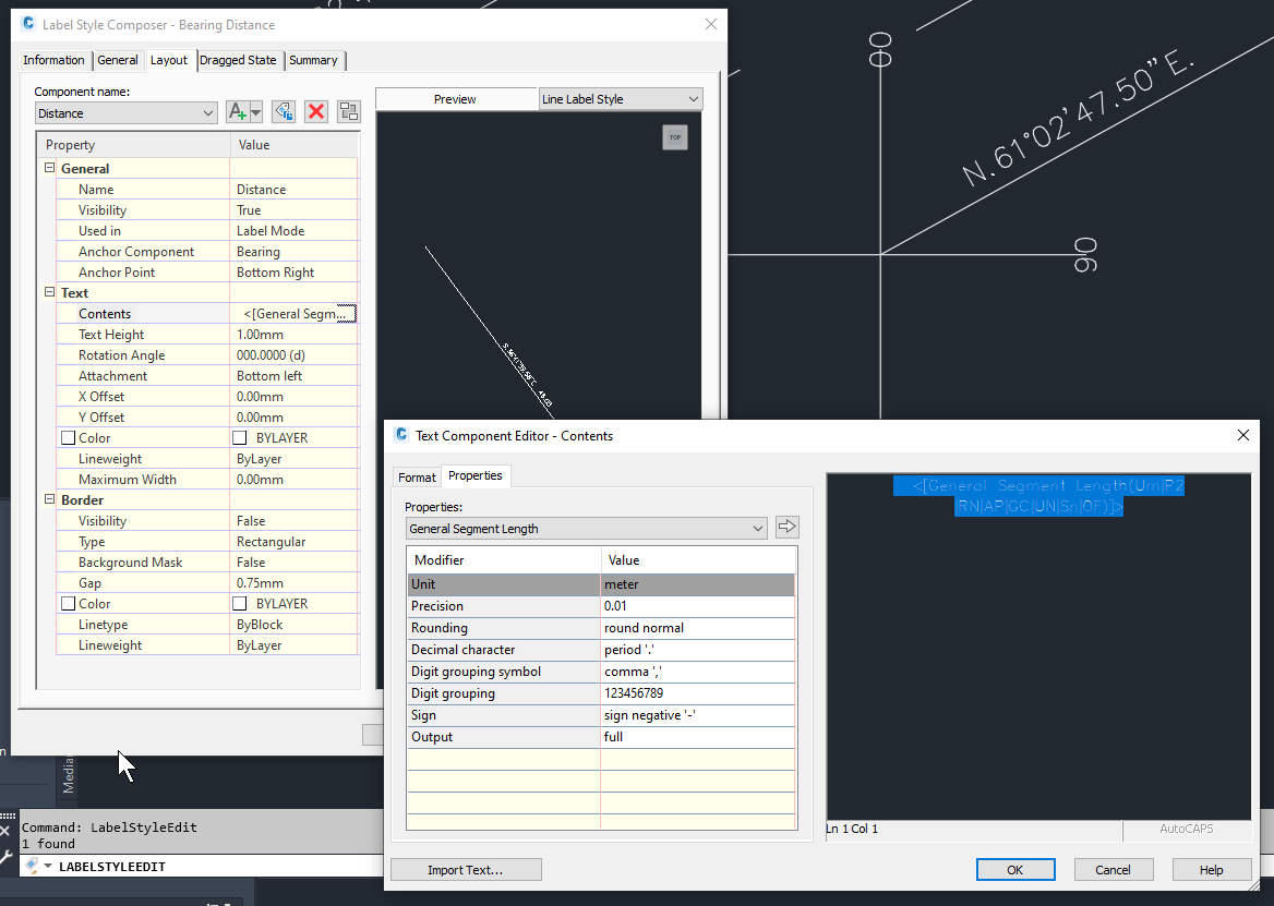Modify Bearing and Distance Line Label - Autodesk Community