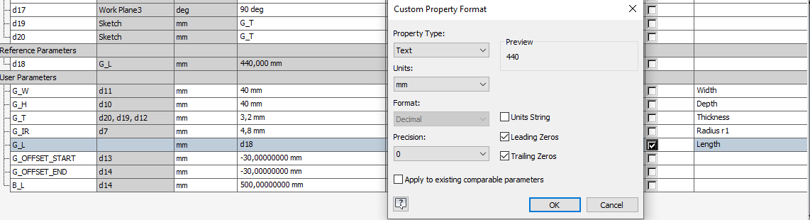 Solved: G_L Parameter in Custom CC re-attach unit string - Autodesk Community