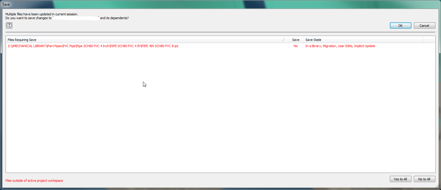 Can't Check Assembly into vault because inventor wants to save Iparts ...