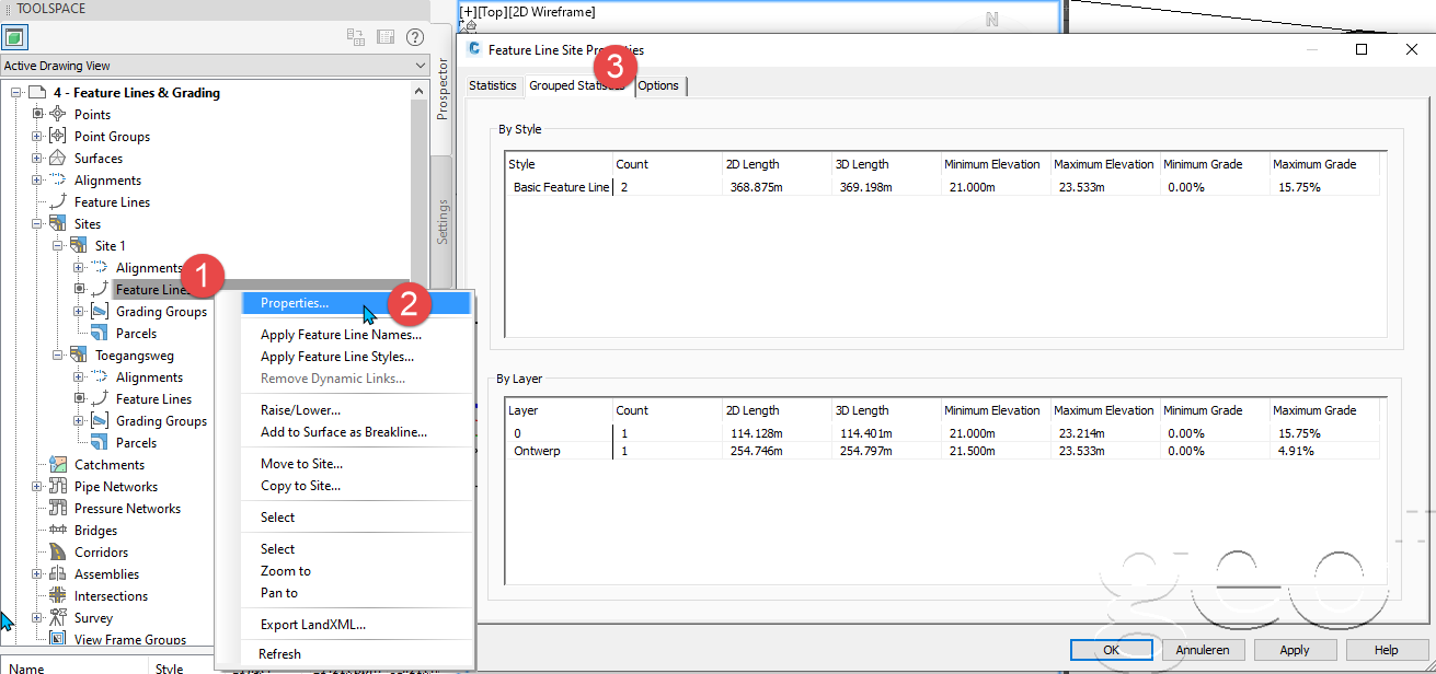 Make Feature line properties available on 'Siteless' Feature lines - Autodesk Community