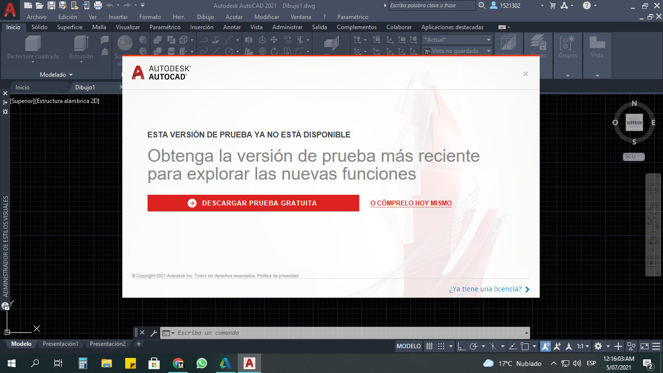 Error: obtenga la versión de prueba más reciente para explorar las nuevas funciones en AutoCAD ...