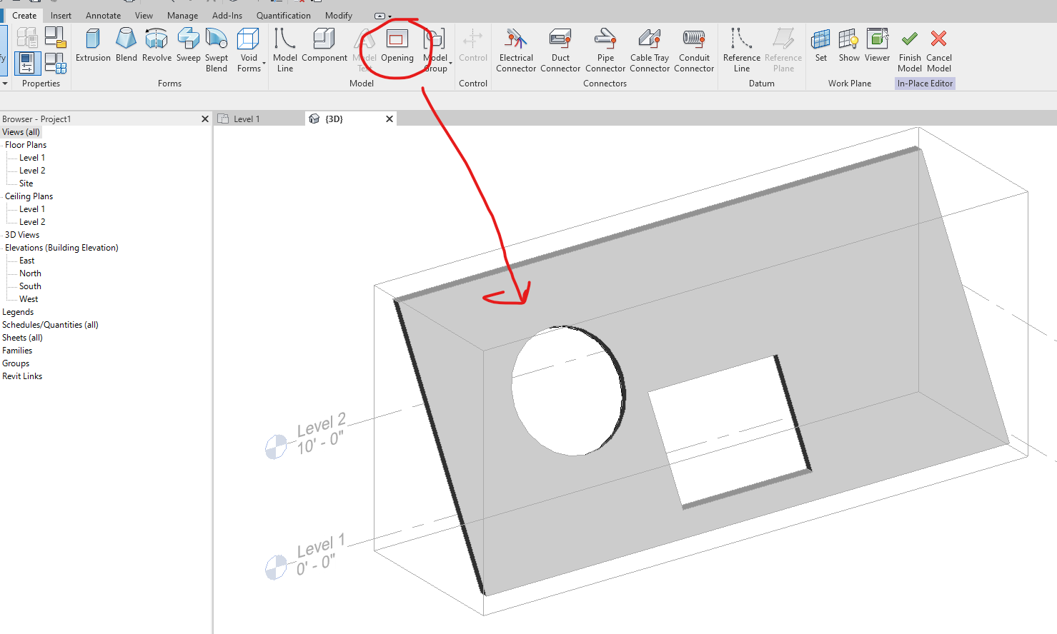Solved: making opening in slanted wall - Autodesk Community