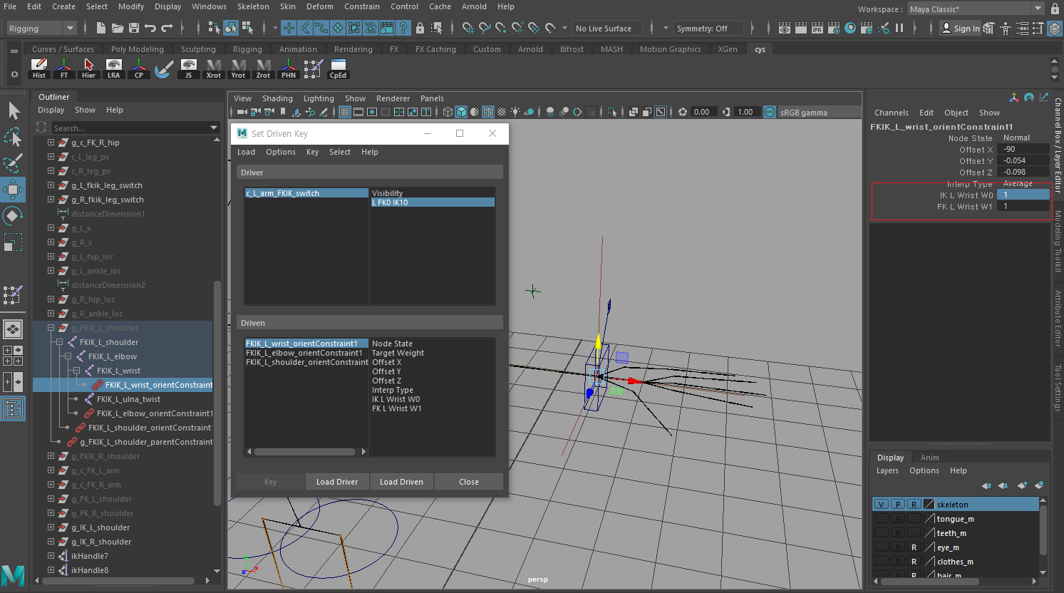FKIK arm set driven key turns arm joints - Autodesk Community