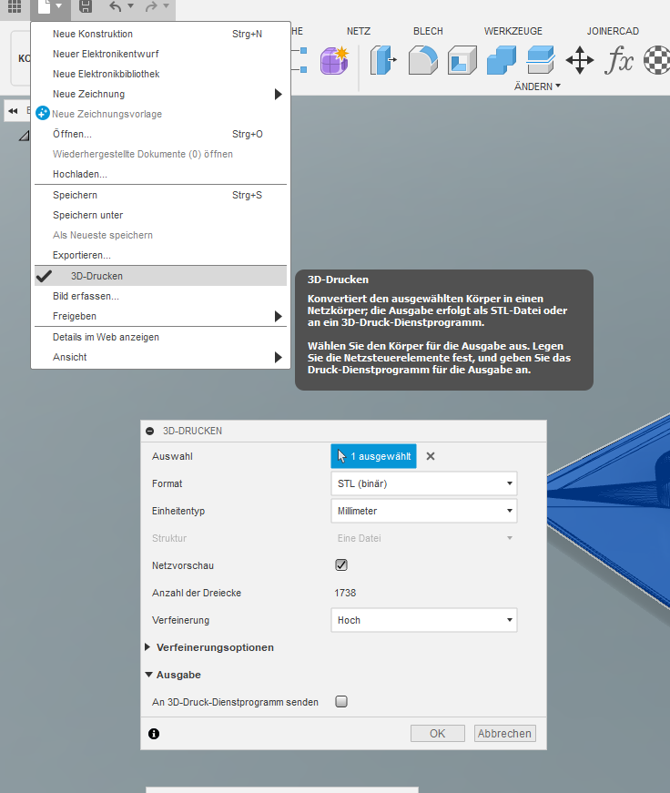 Gelöst: Als STL Datei spreichern bzw. Exportieren geht nicht mehr ...