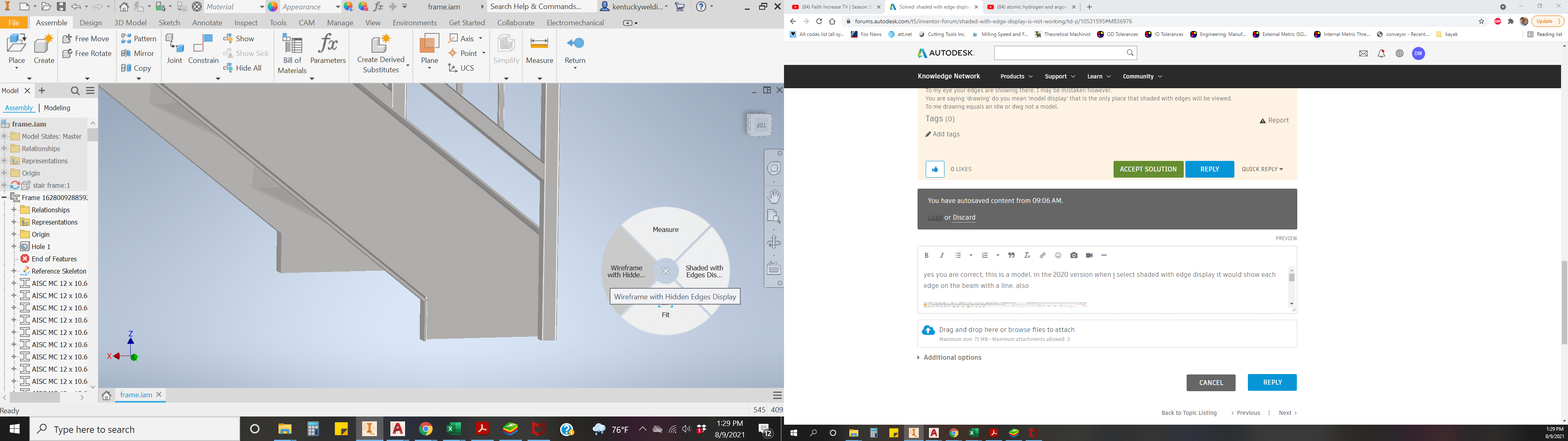 Solved: shaded with edge display is not working - Autodesk Community