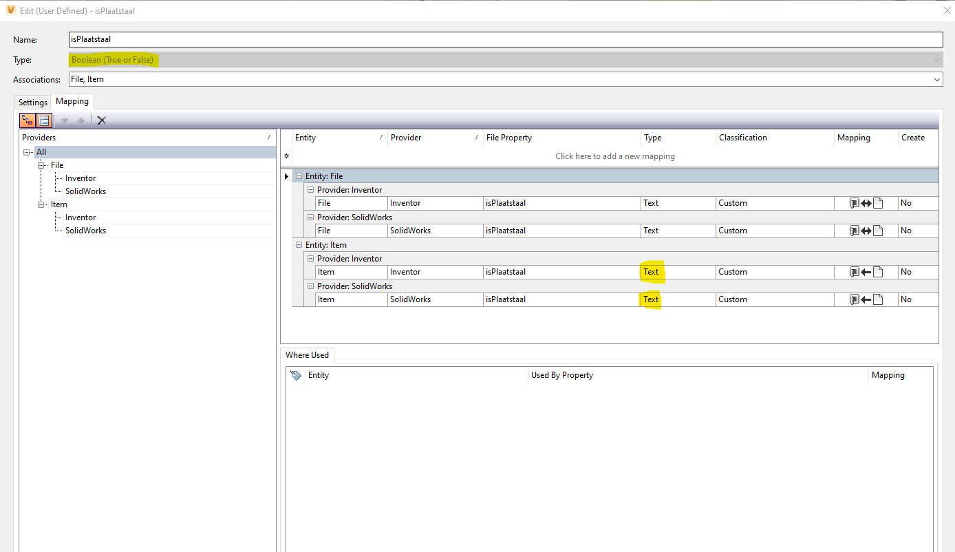 Solved: Vault Item mapping: text to boolean - Autodesk Community