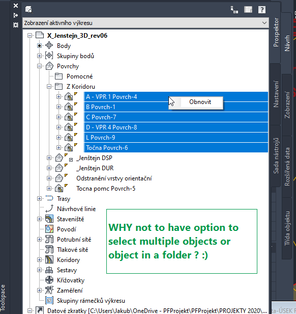 Prospector - select object in a folder - Autodesk Community