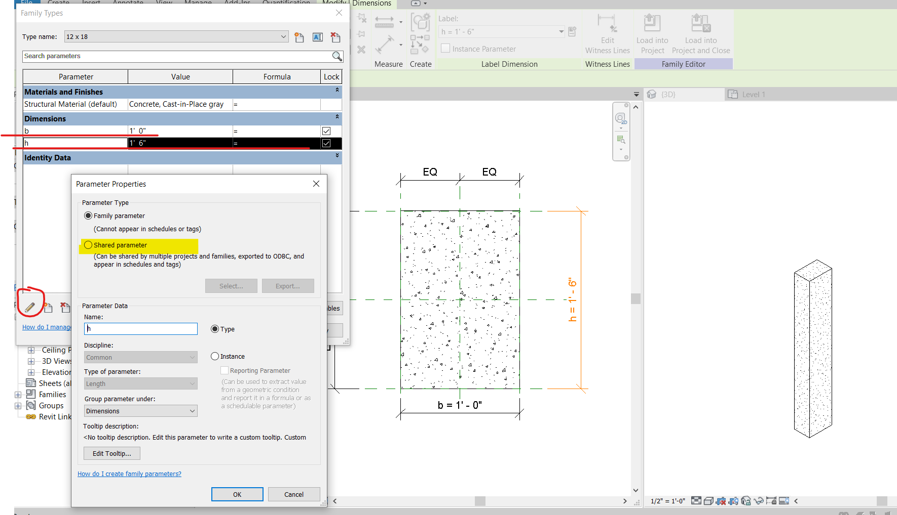 Add dimensions to structural column to schedule - Autodesk Community