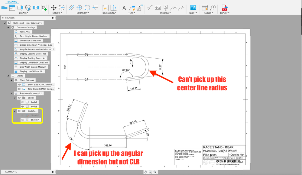 Dimensioning to tube or pipe "center line radius" (CLR) - Autodesk ...