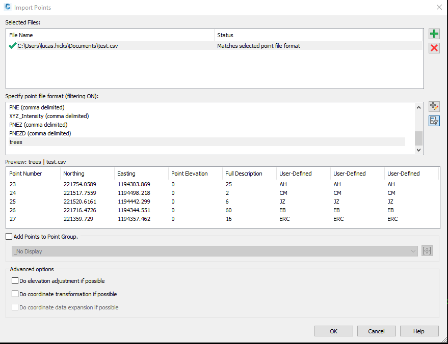 Solved: User point file format - Autodesk Community