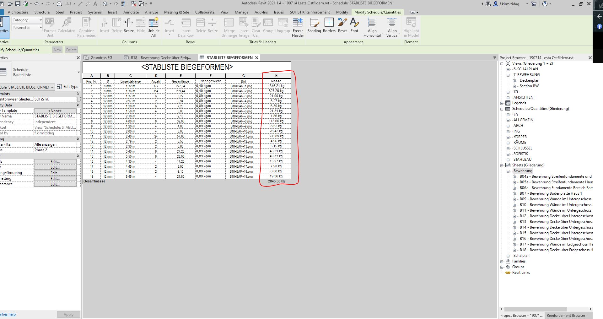 Revit Rebar Schedule Total Mass Problem - Autodesk Community