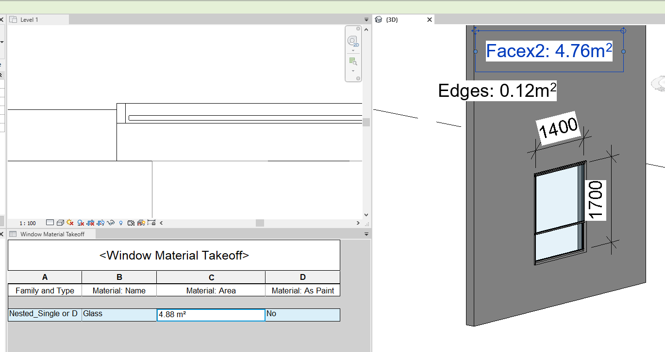 Glass Material: Area Takeoff Incorrect Value - Autodesk Community