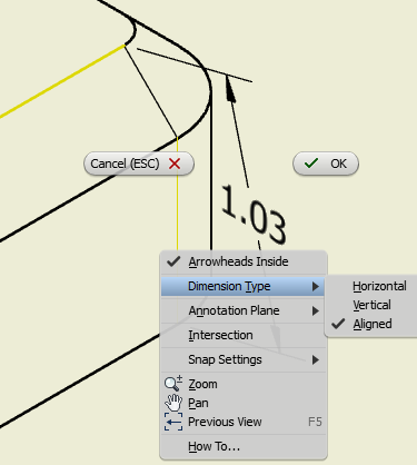 Dimensioning in .idw on isometric with fillet - Autodesk Community
