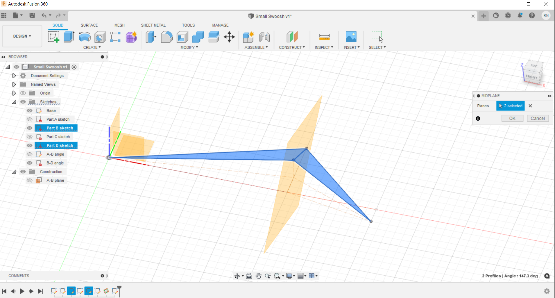 Solved: Midplane between 2 sketch faces - Autodesk Community
