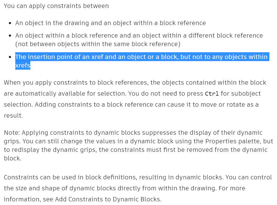 Solved: Parametric constraint between a location on the major drawing and a XREF - Autodesk ...