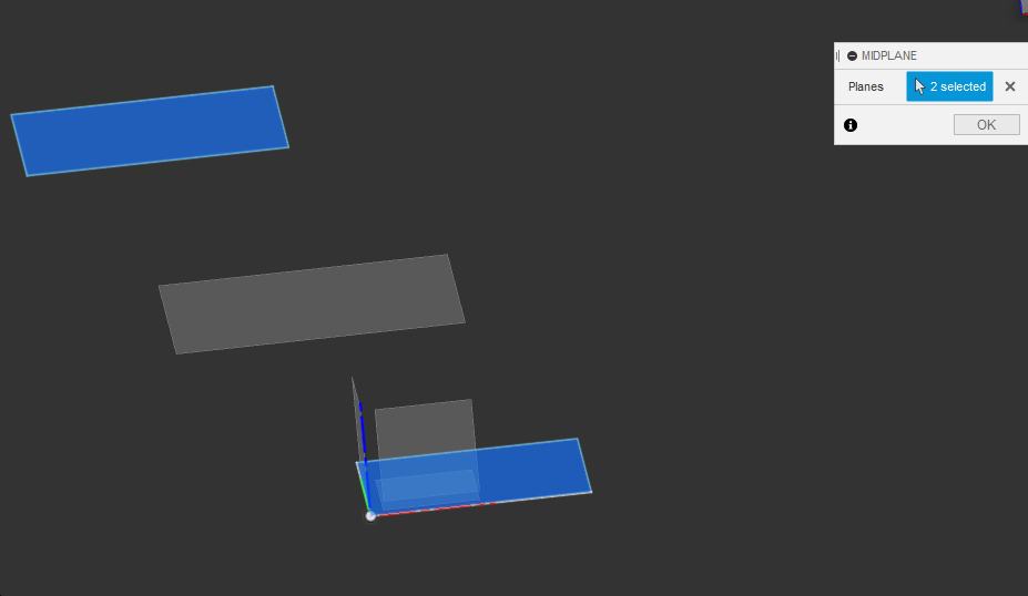 Midplane when using plane surfaces is dependant upon surface normales ...